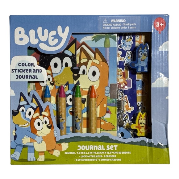 Toys | 345 Bluey Kids Journal Set With Crayons And Stickers | Poshmark